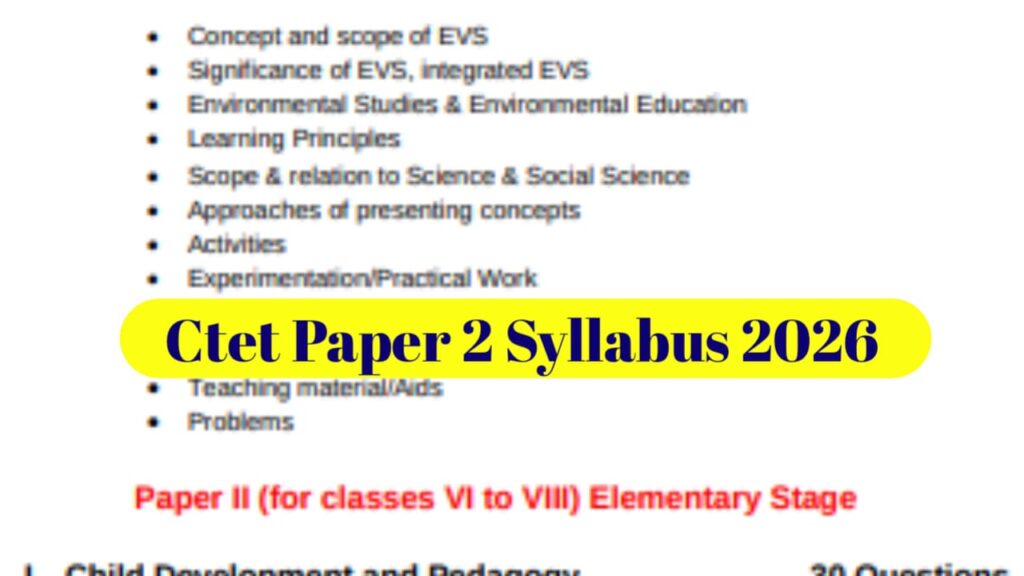 CTET Paper 2 Syllabus 2026: विषय-वार सिलेबस, परीक्षा पैटर्न और तैयारी ...